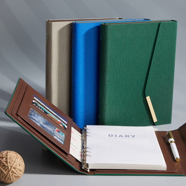 custom tri-fold organizer notebook HY302 - PU leather notebook supplier ...
